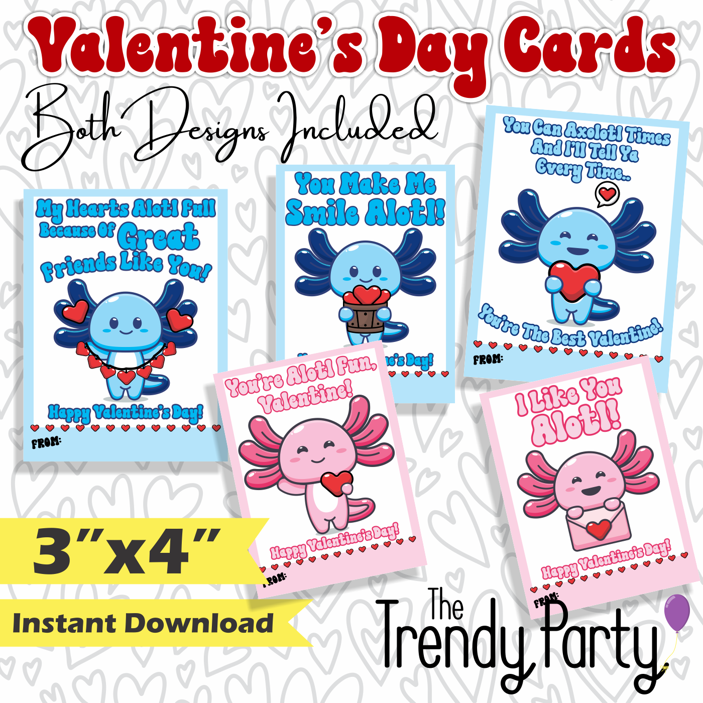 Axolotl Valentine's Day Cards – The Trendy Party