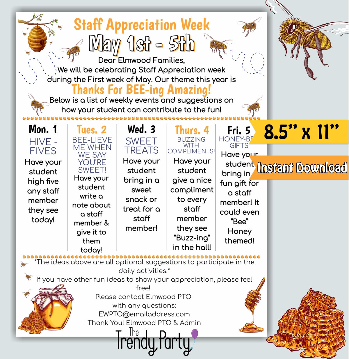 Bee Teacher & Staff Appreciation Week Parent Flyer | Bee-ing Amazing T ...