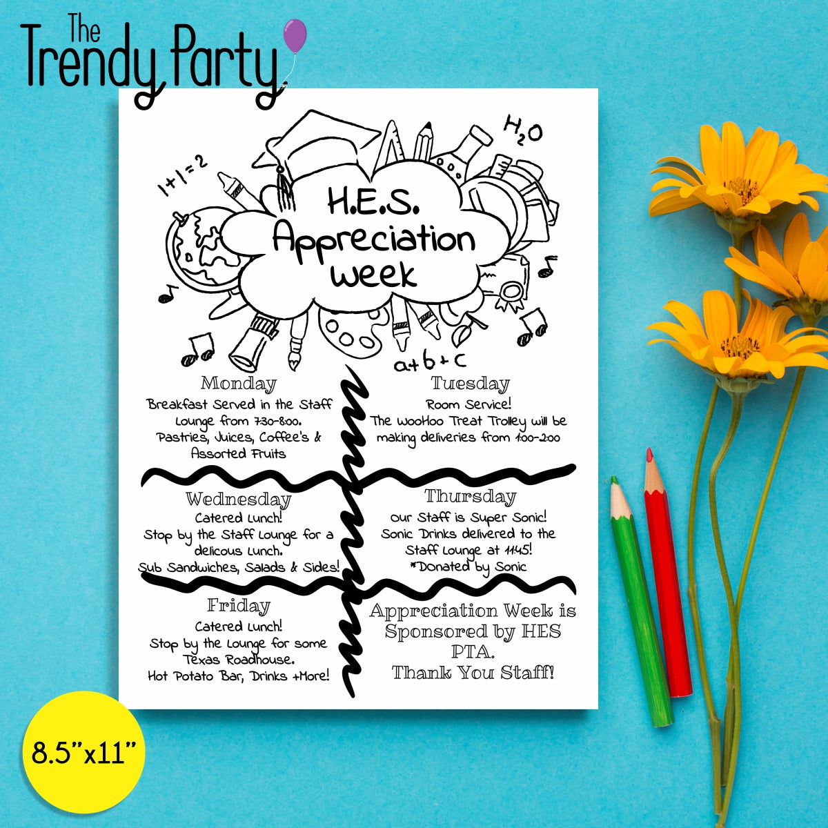Black & White Doodle Themed Teacher and Staff Appreciation Flyer – The ...