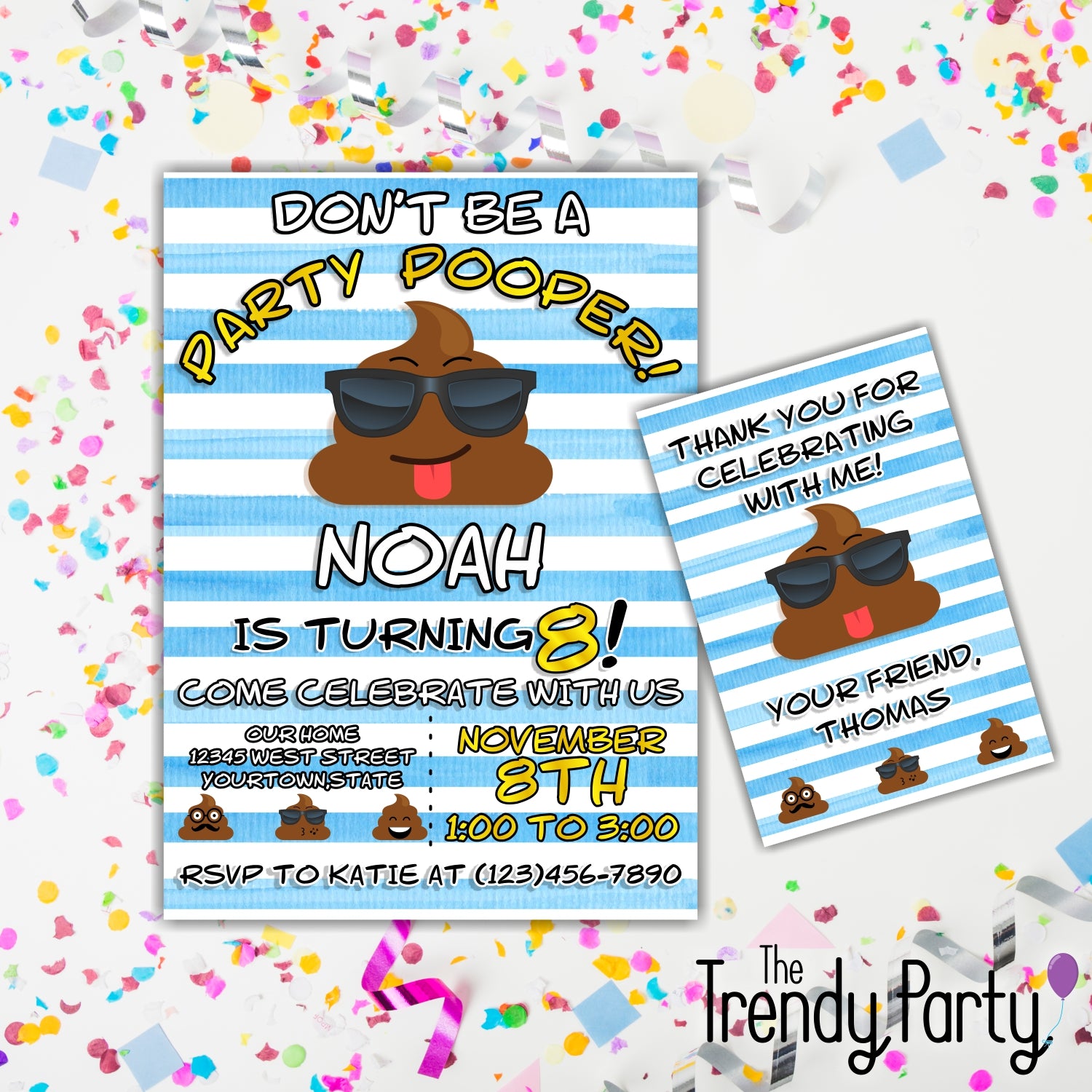 Party Pooper Emoji Birthday Party Invitation – The Trendy Party